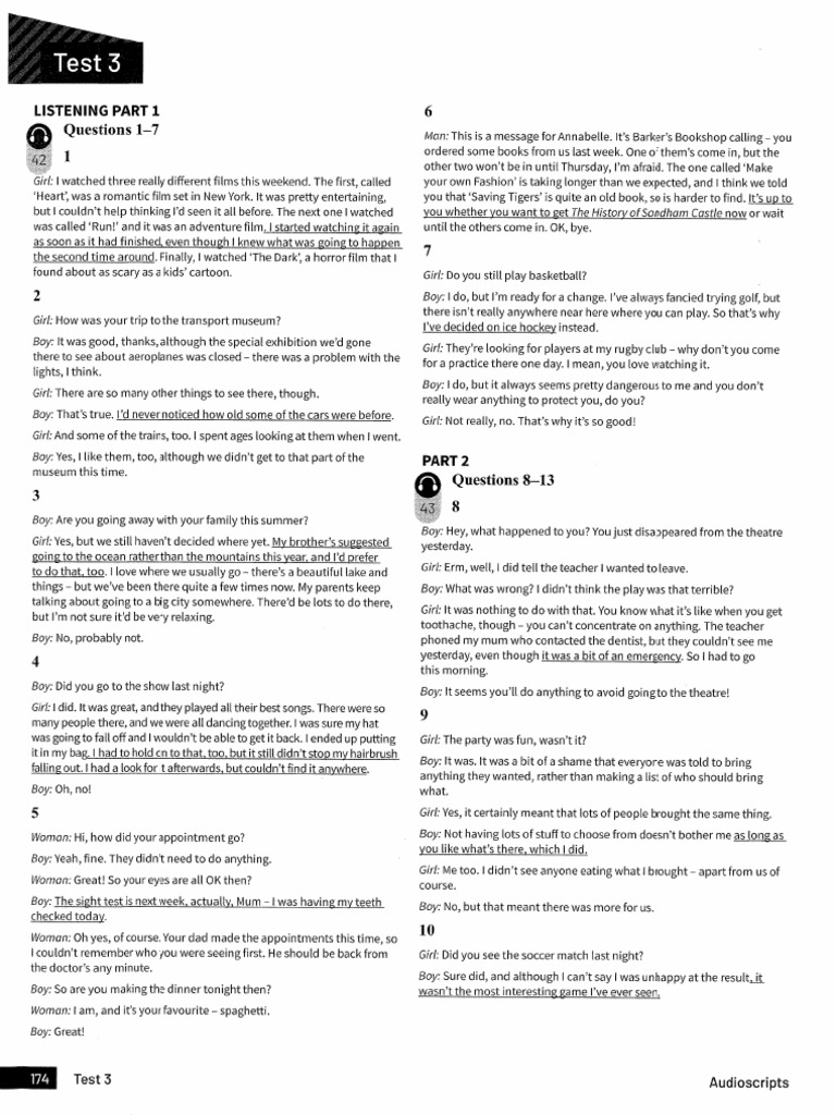 PET.T3 - Listening Transcript | PDF