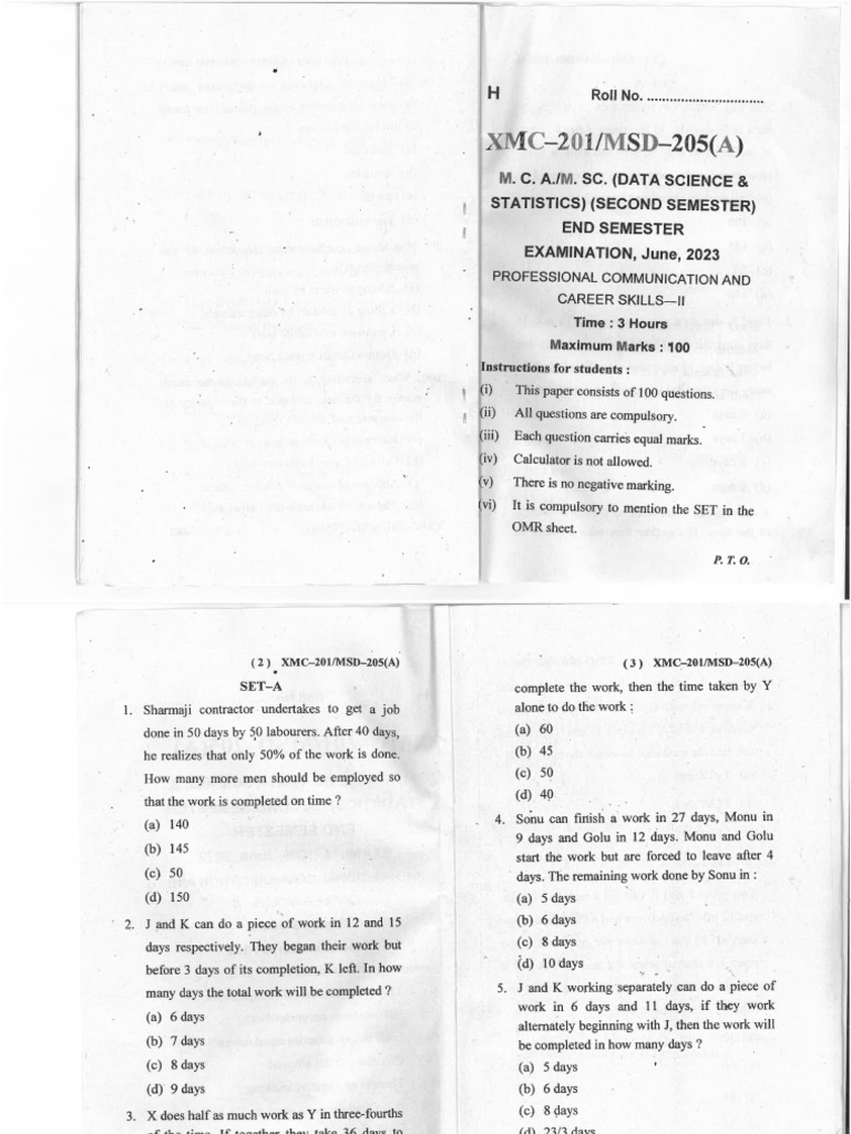 Xmc201 Endsem 2023 Jun SetA | PDF
