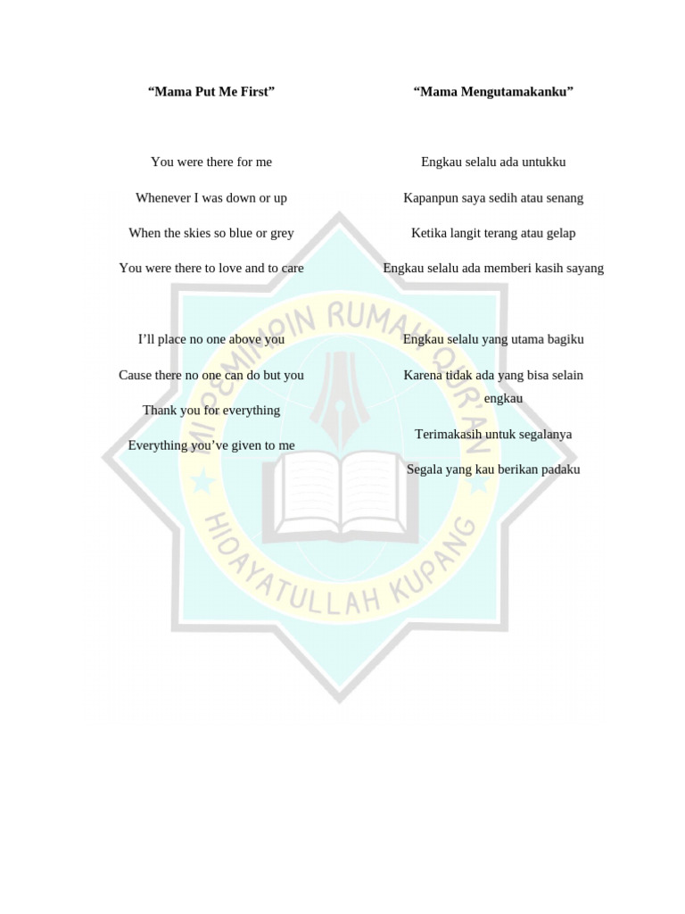 Mama Put Me First | PDF
