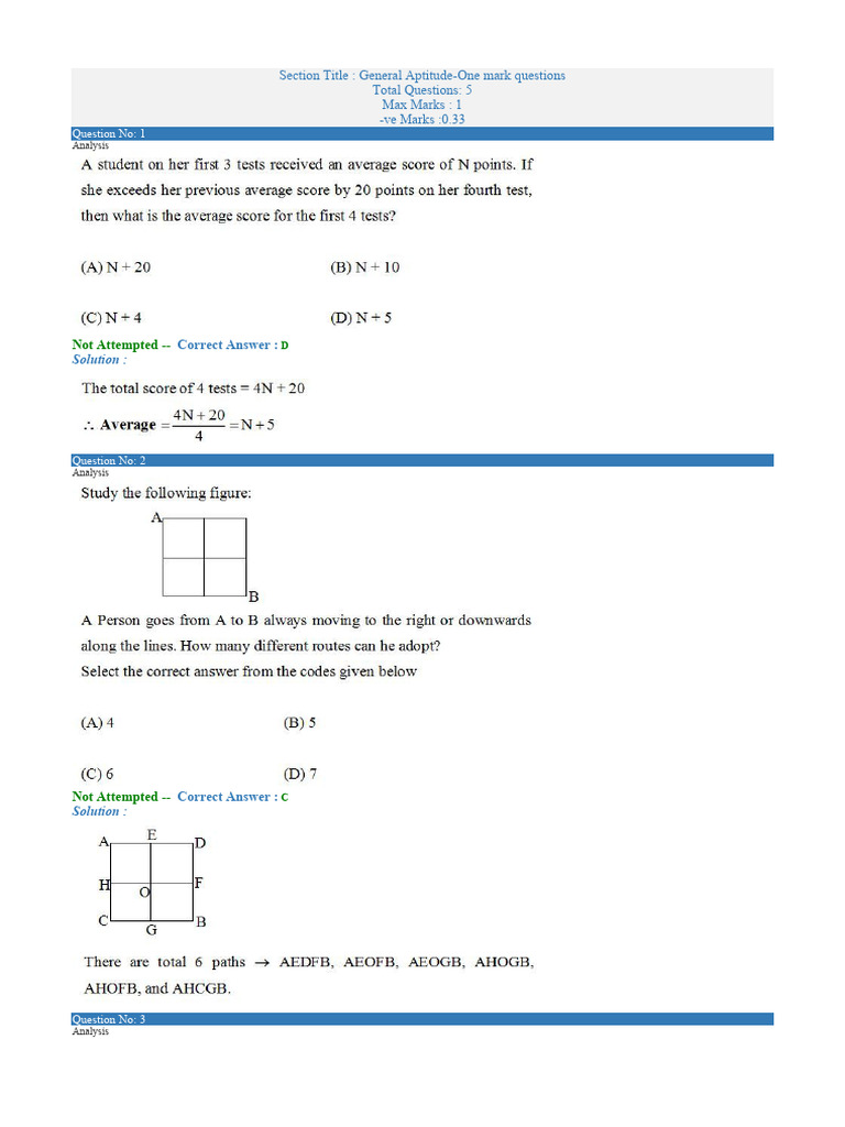 General Aptitude and EC Question Analysis | PDF | Evaluation Methods ...