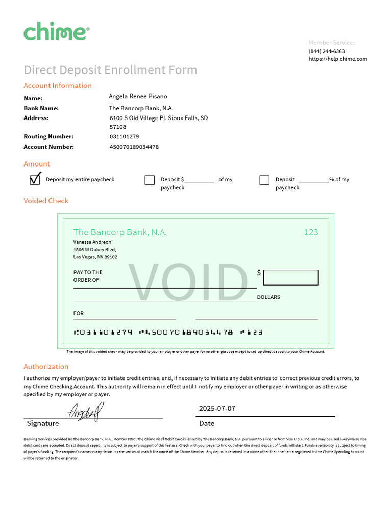 Direct Deposit Info | PDF | Paycheck | Banks