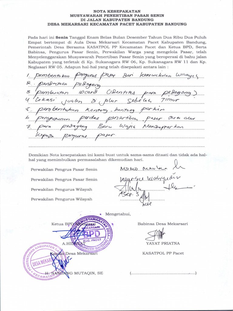 Nota Kesepakatan Pasar Senen | PDF