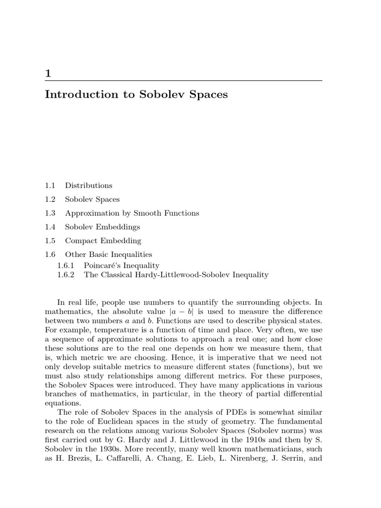 Introduction To Sobolev Spaces | PDF | Partial Differential Equation ...