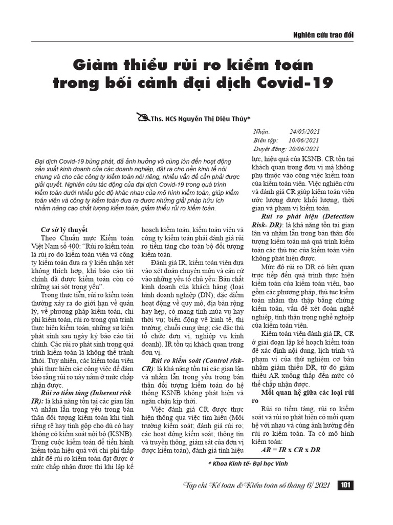 Giam Thieu Rui Ro Kiem Toan Trong Dai Dich Cocid 19 | PDF
