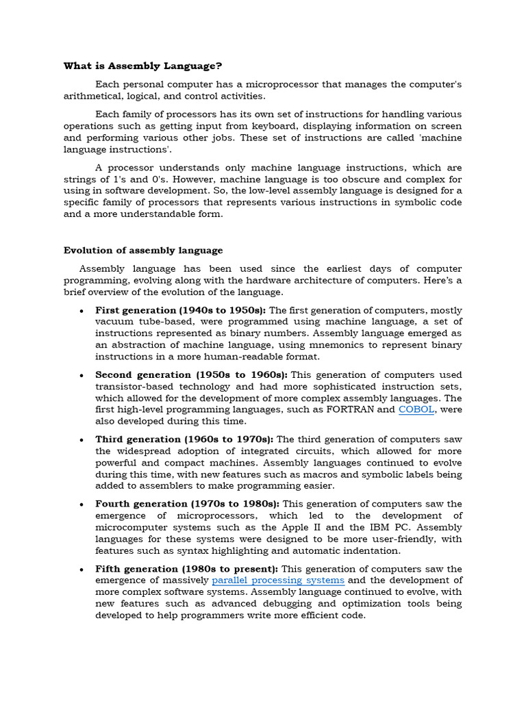 Introduction To Assembly Language | PDF | Assembly Language | Programming
