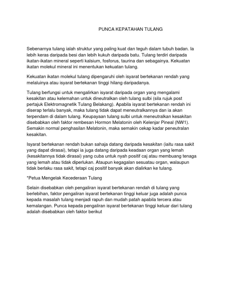Punca Kepatahan Tulang | PDF