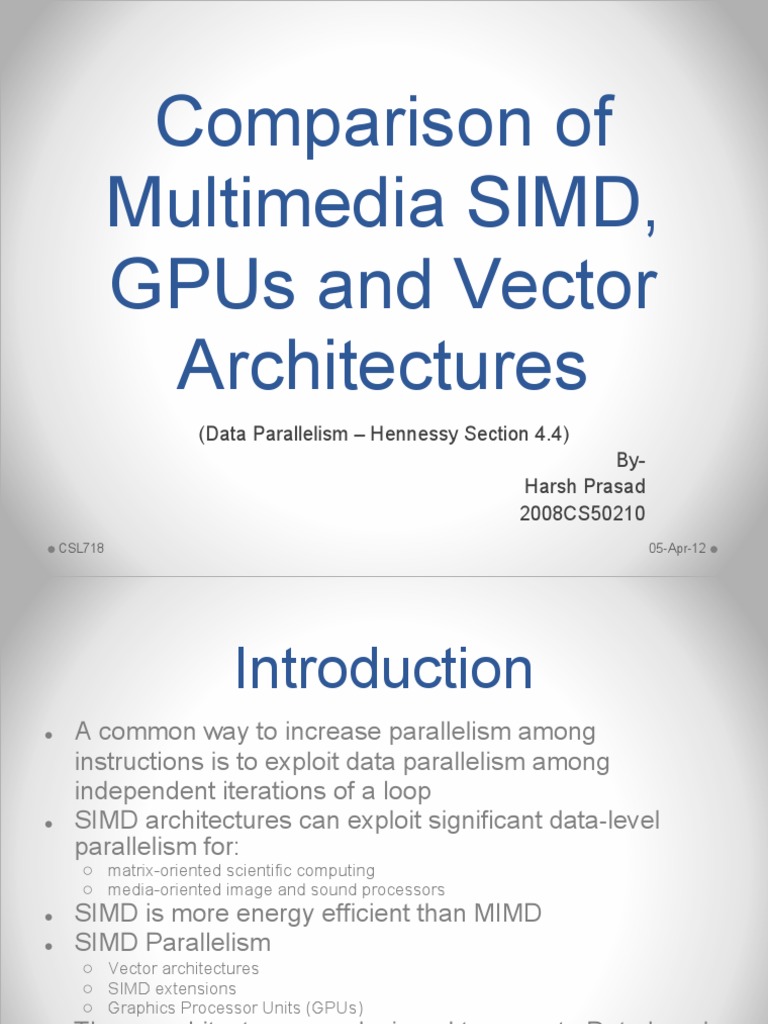 Comparison Of Multimedia Simd Gpus And Vector Parallel Computing Instruction Set 