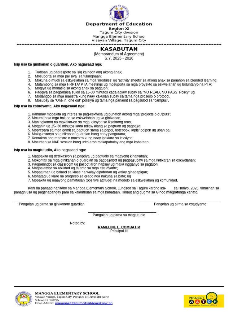 2025 2026 Memorandum O KASABUTAN | PDF