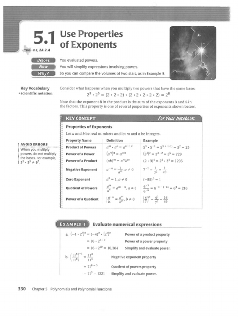 5.1 Properties of Exponents - Homework Packet | PDF