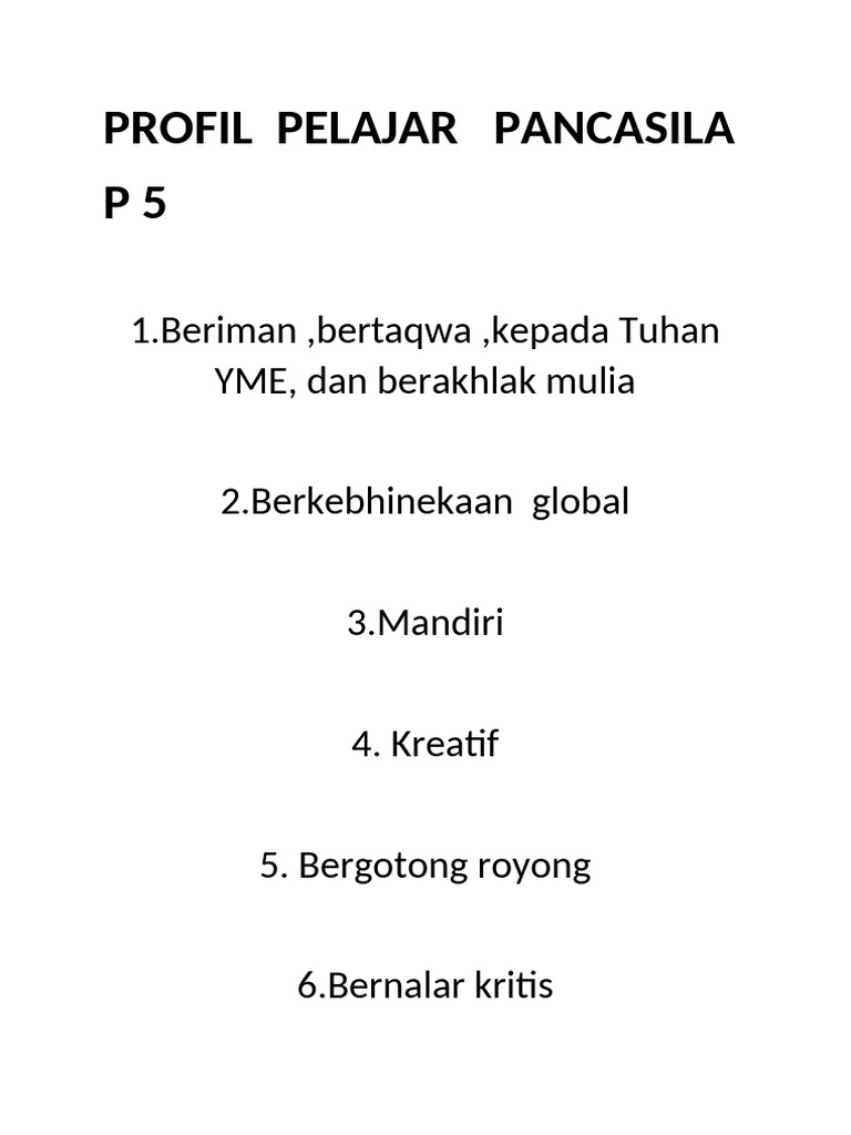 Profil Pelajar Pancasila | PDF