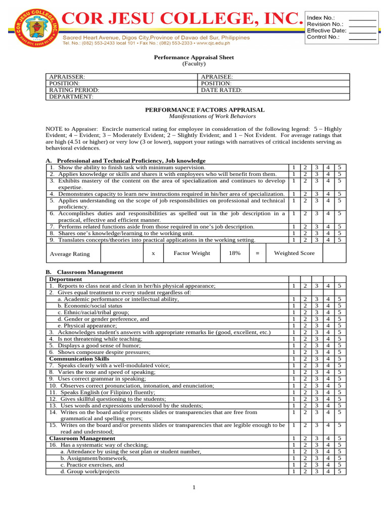 Faculty Performance Appraisal Template | PDF | Creativity | Communication