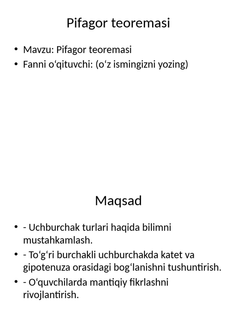 Pifagor Teoremasi | PDF