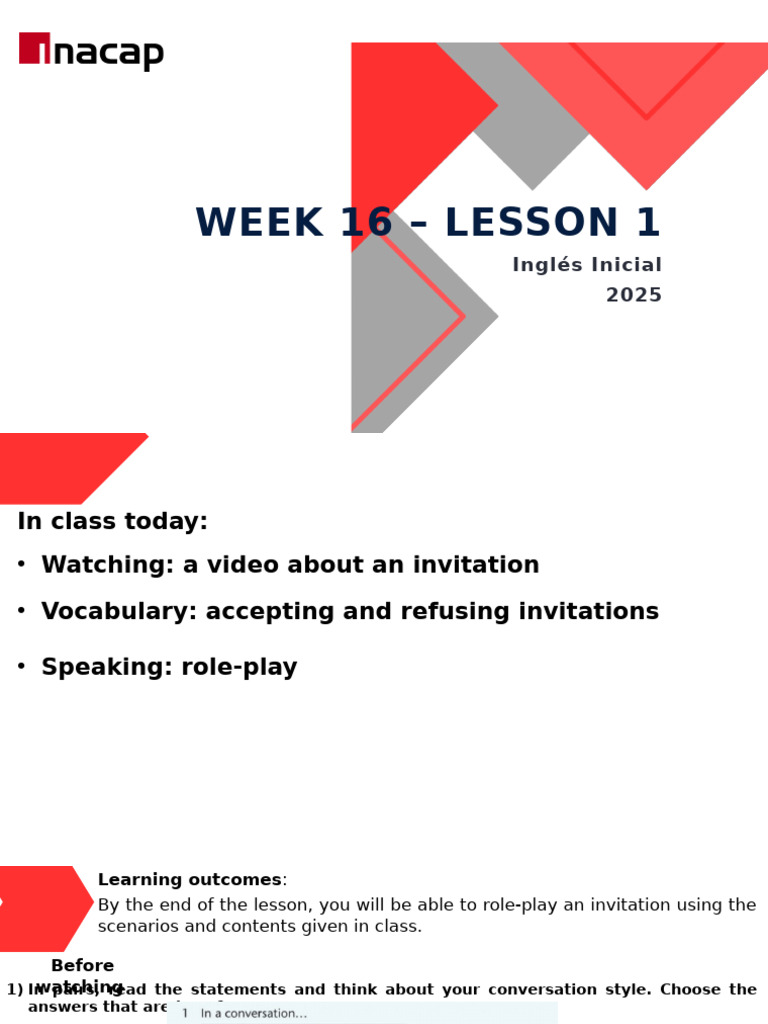 Week 16 - Lesson 1 | PDF