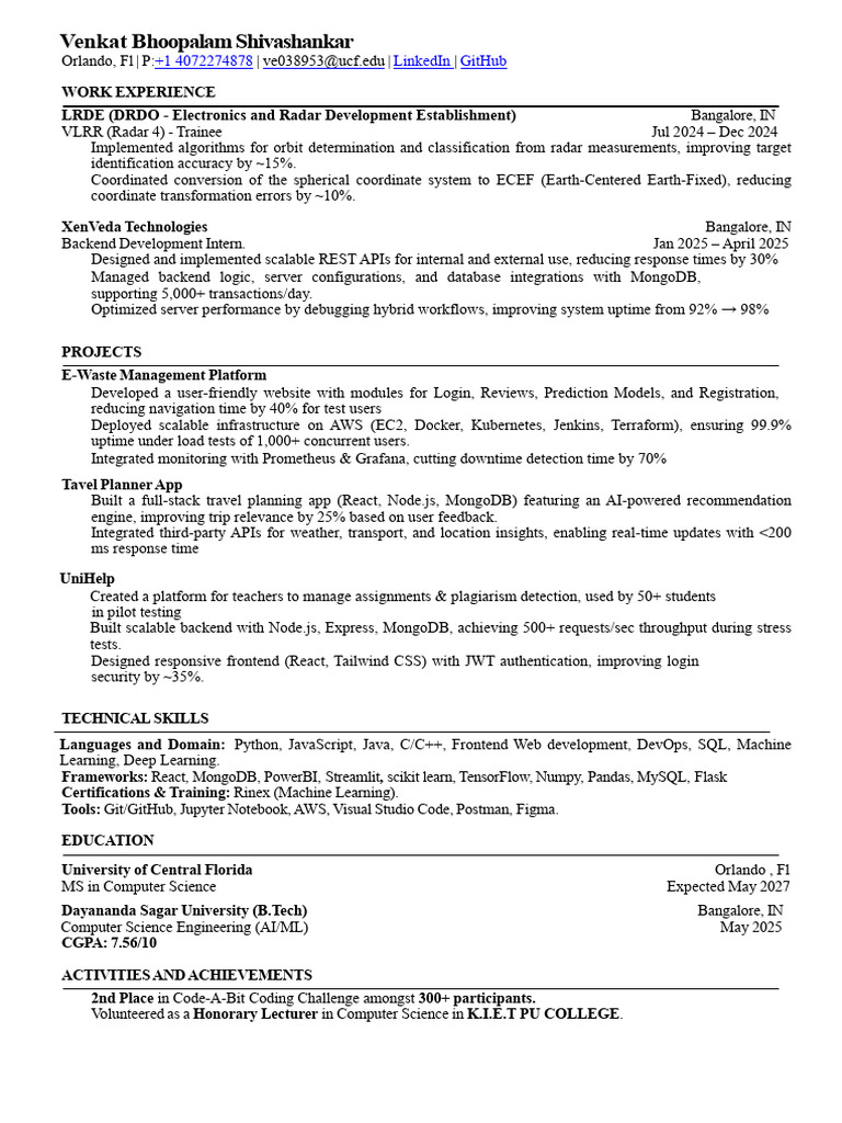 Venkat BS - Resume FINAL1 | PDF | Computing | Information Technology