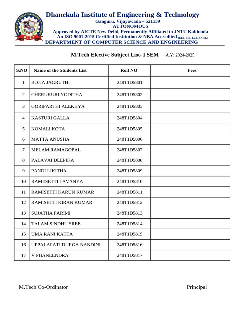 Students Roll List | PDF