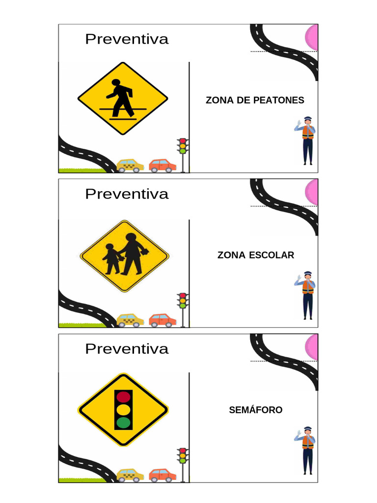 Tarjetas - Señales de Tránsito | PDF | Tráfico | Vehículos