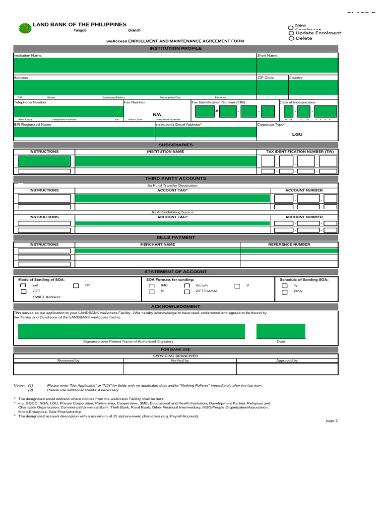 weAccess Enrollment Form PDF Download | PDF | Transaction Account ...