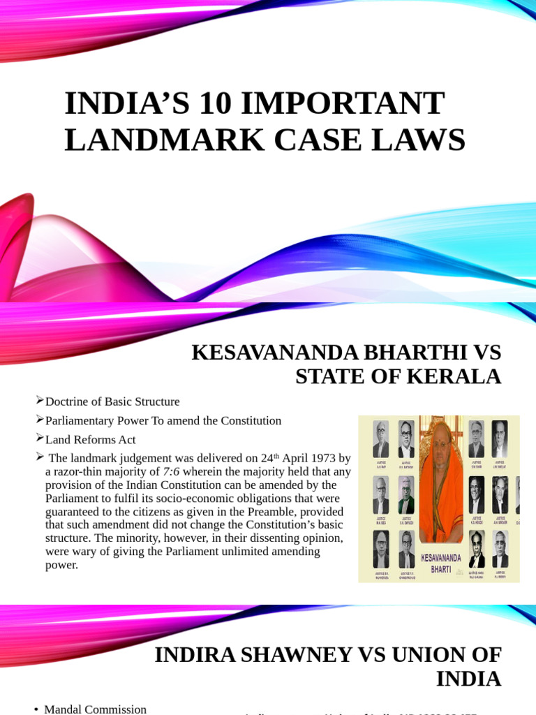 India's 10 Important Landmark Case Laws | PDF | Government | Common Law