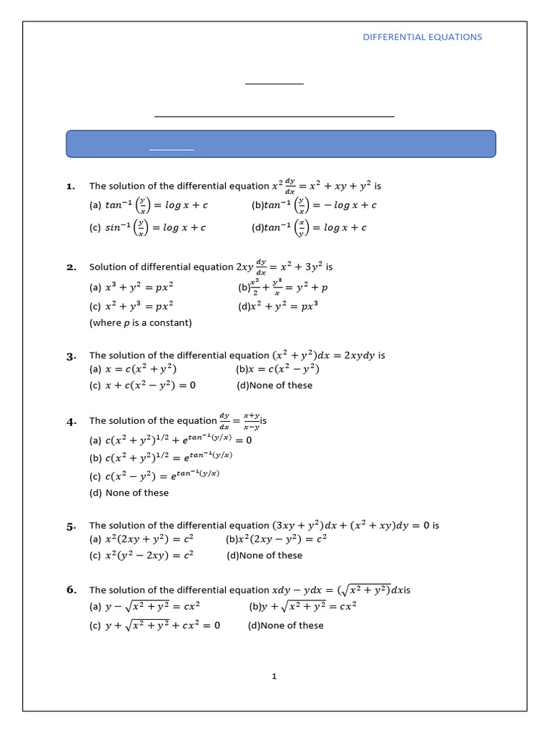 Dpp-10 Homogeneous Differential Equations | PDF | Chess Theory | Chess