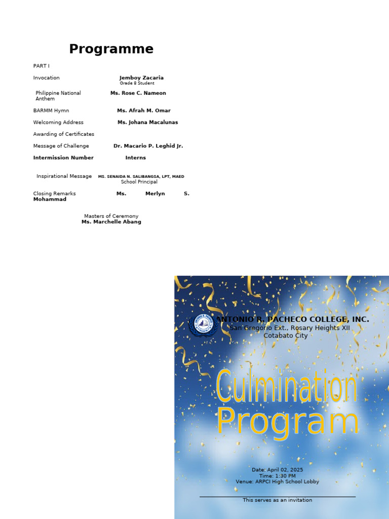 Intern Culmination Program S.Y.24.25 | PDF