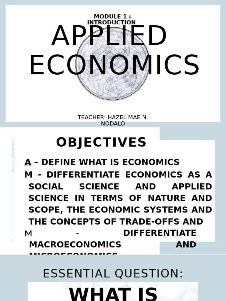 Week 1 Applied Econmics | PDF | Economics | Microeconomics