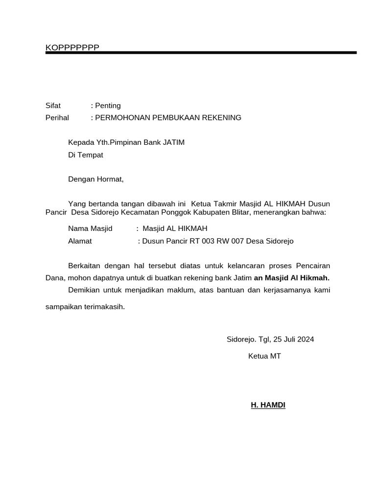 Permohonan Bank Jatim | PDF