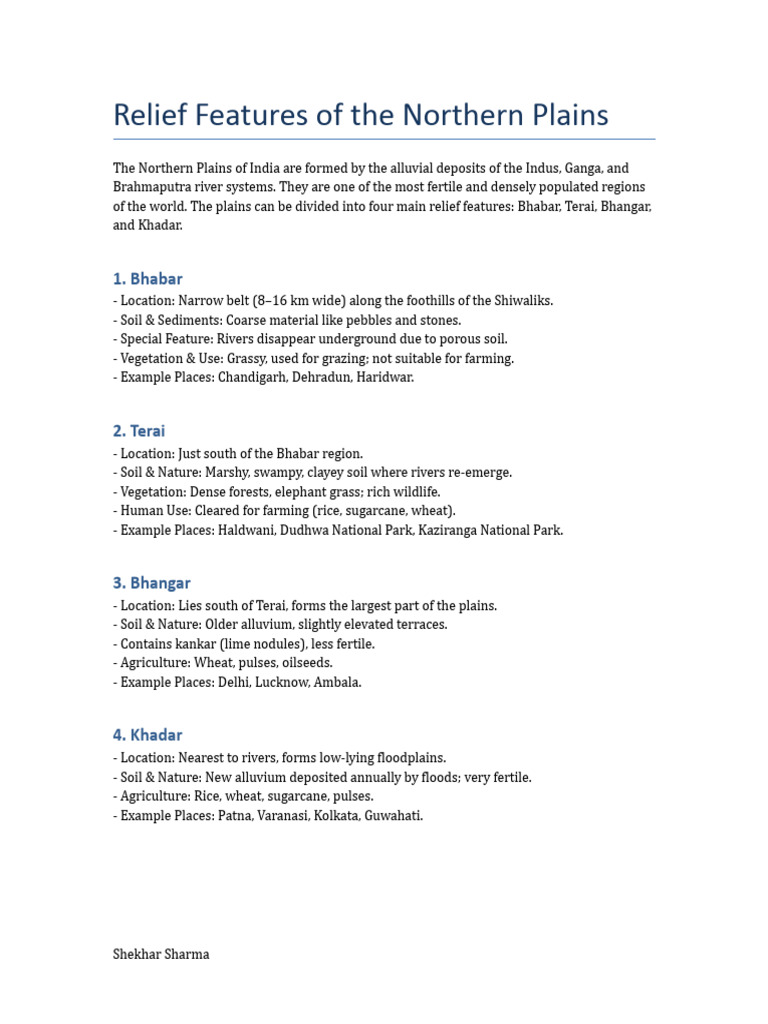 Northern Plains Relief Features | PDF