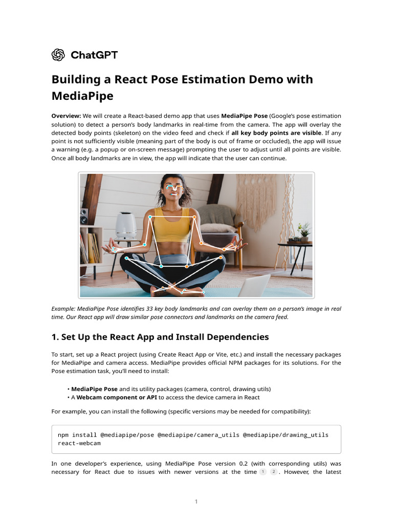 Building A React Pose Estimation Demo With MediaPipe | PDF | Video | Mobile App