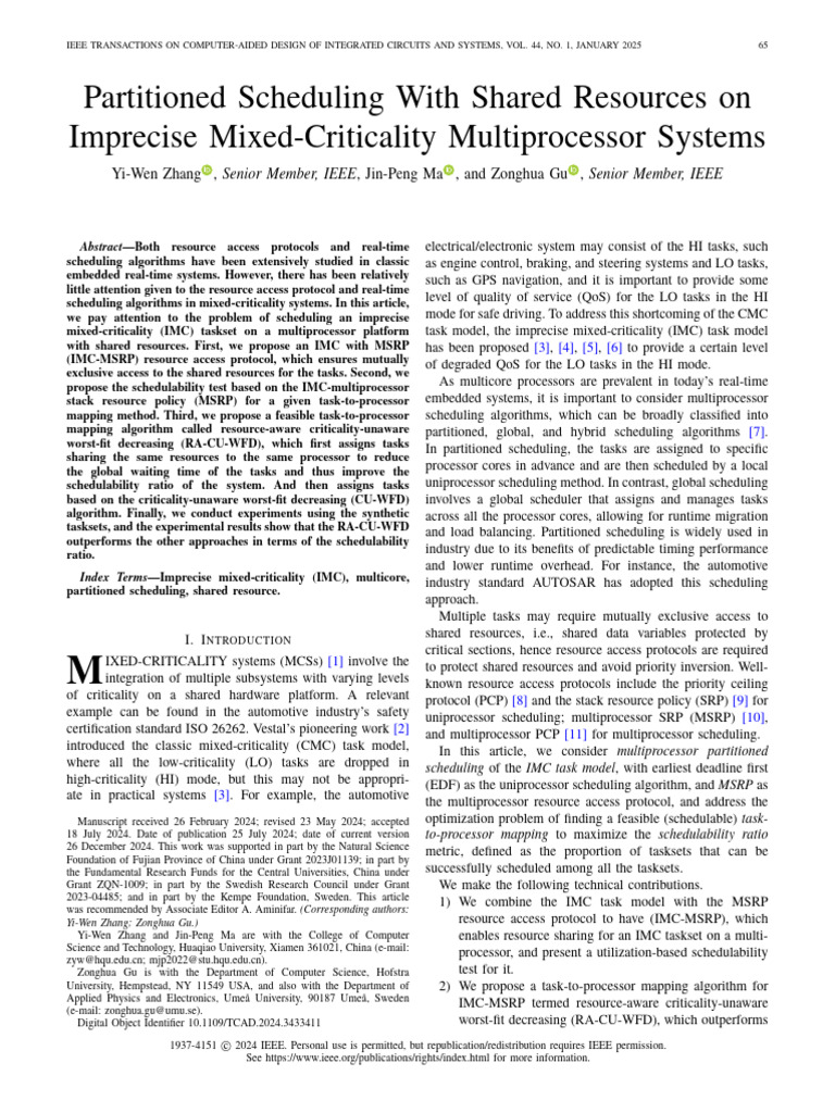 Partitioned Scheduling With Shared Resources On Imprecise Mixed-Criticality Multiprocessor ...