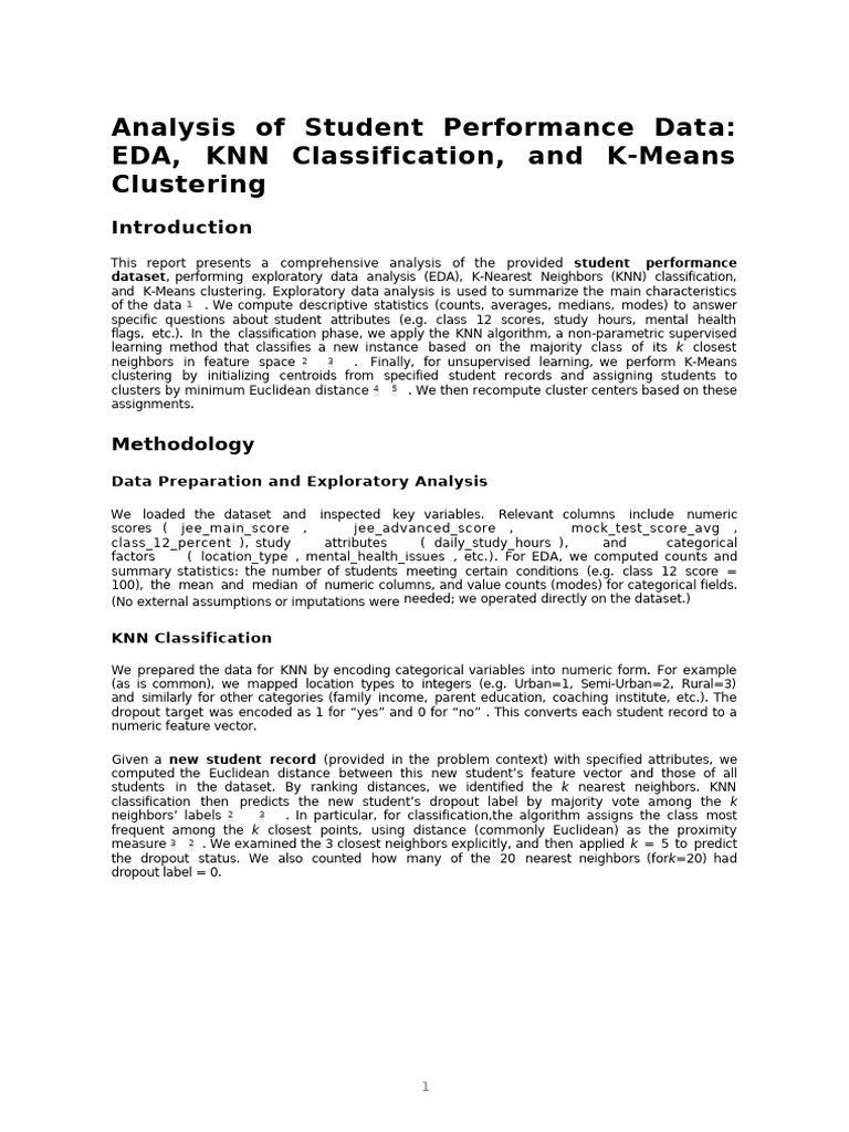 Student Performance Analysis: EDA, KNN, K-Means | PDF | Cluster ...