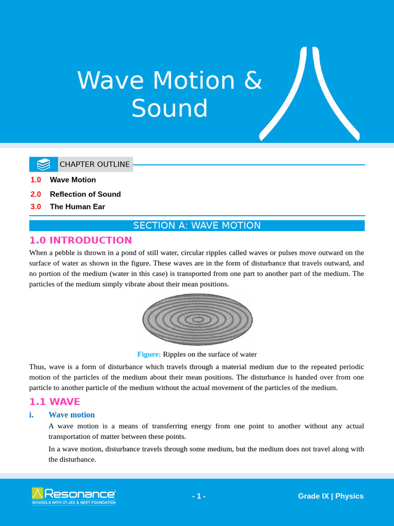 3 - G9 - Physics - Oly - Wave Motion & Sound | PDF | Waves | Sound