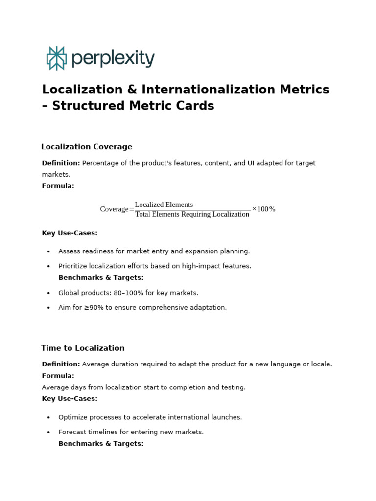 Localization & Internationalization Metrics - Stru | PDF