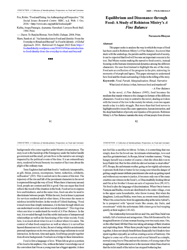 Equilibrium and Dissonance Through Food | PDF