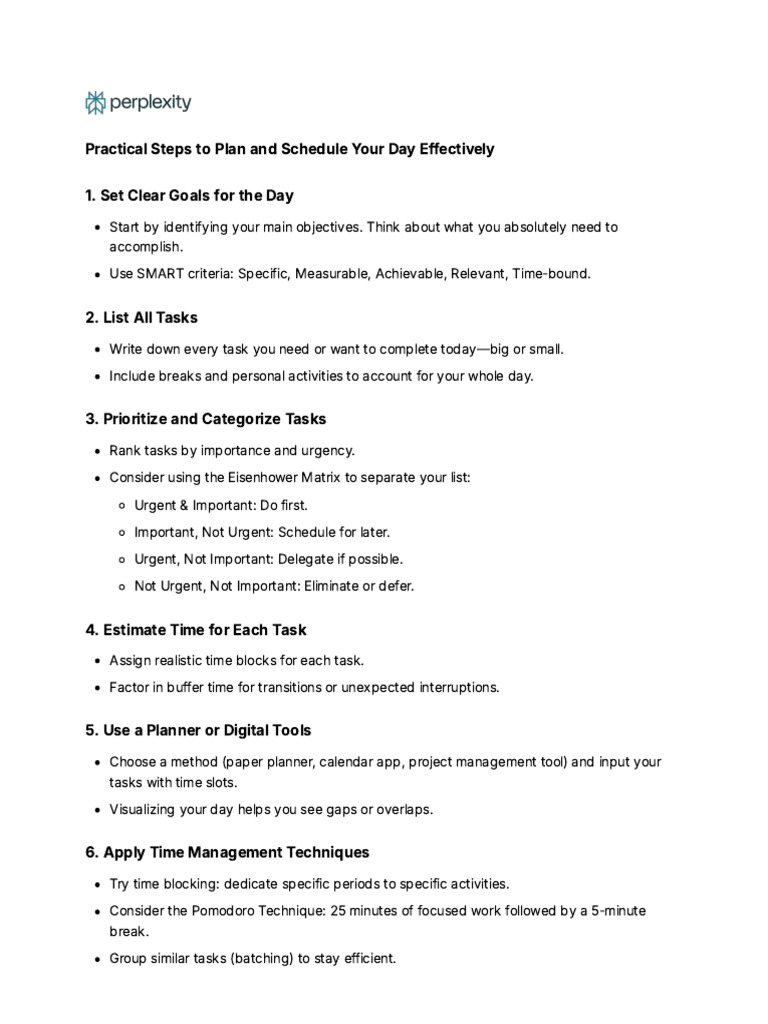 Effective Daily Planning Guide | PDF | Time Management | Professional ...