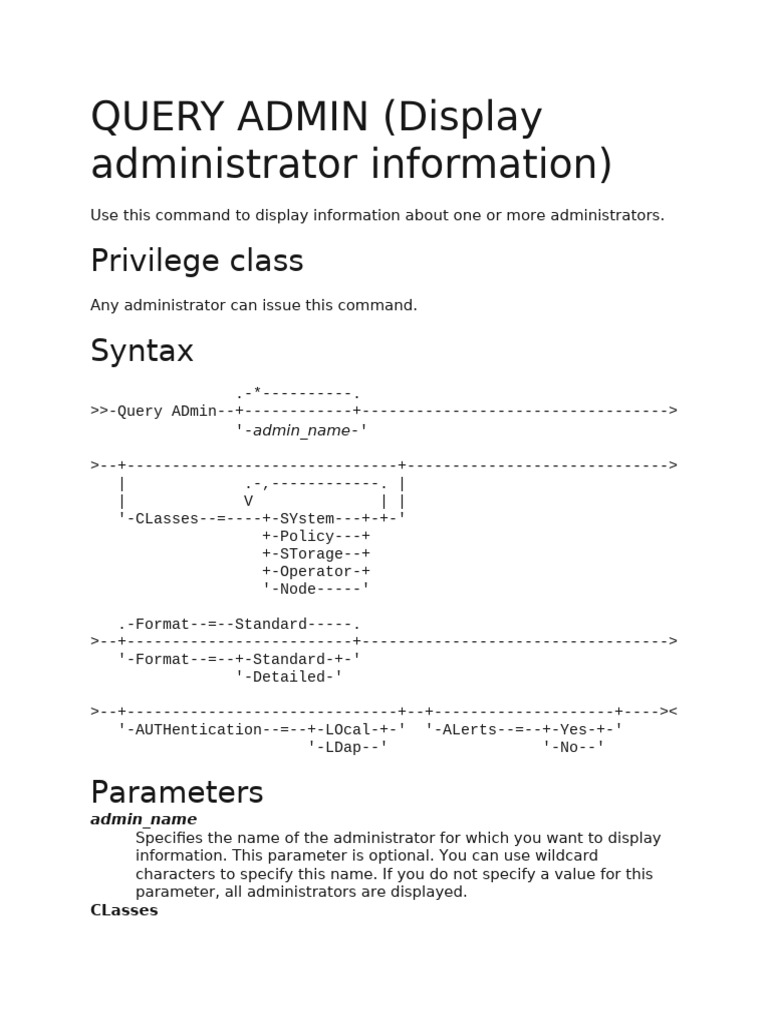TSM Query Admin Command | PDF