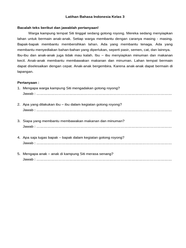 Bhs Indo Kelas 3 | PDF