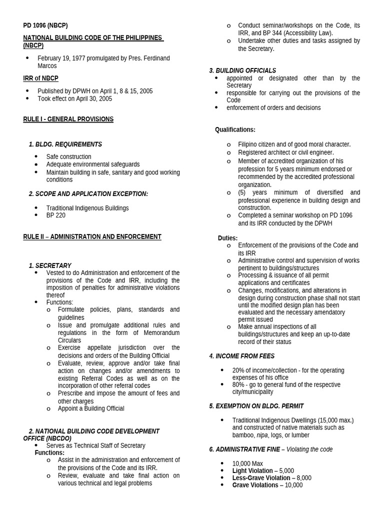 National Building Code of the Philippines | PDF | Wall | Framing ...