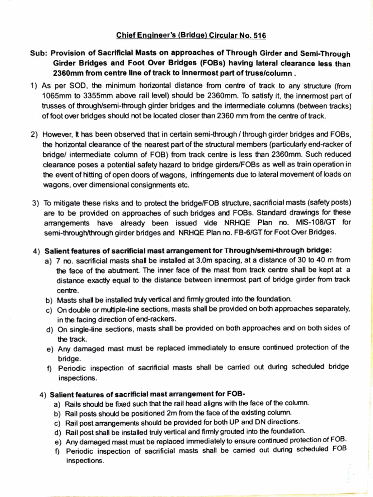 CE (Bridge) Circular No. 516 Sacrificial Post | PDF | Civil Engineering ...