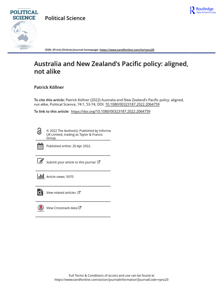 (Article Journal) Australia and New Zealand S Pacific Policy Aligned ...