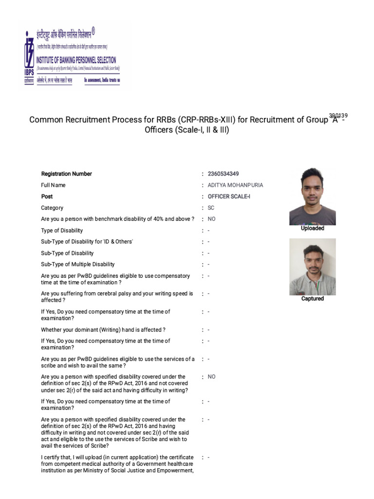 Application of IBPS RRB PO - Common Recruitment Process For RRBs (CRP ...