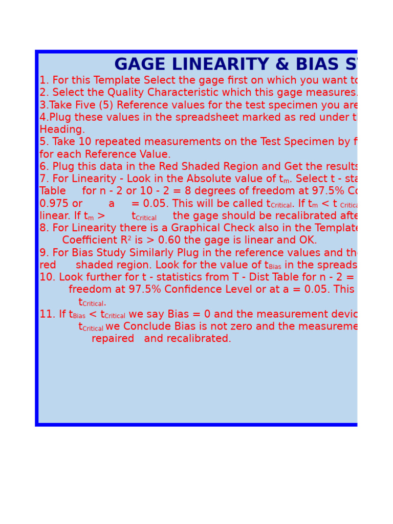 Gage Linearity and Bias Analysis | PDF | Degrees Of Freedom (Statistics ...