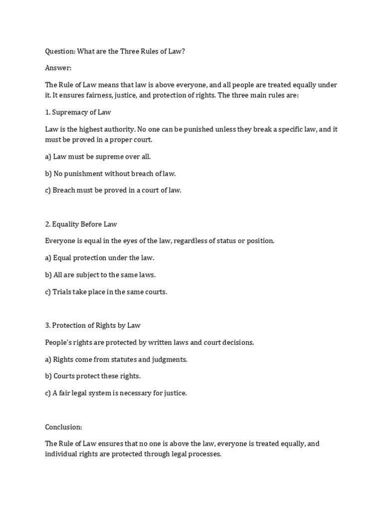 Three Rules of Law Short Answer | PDF