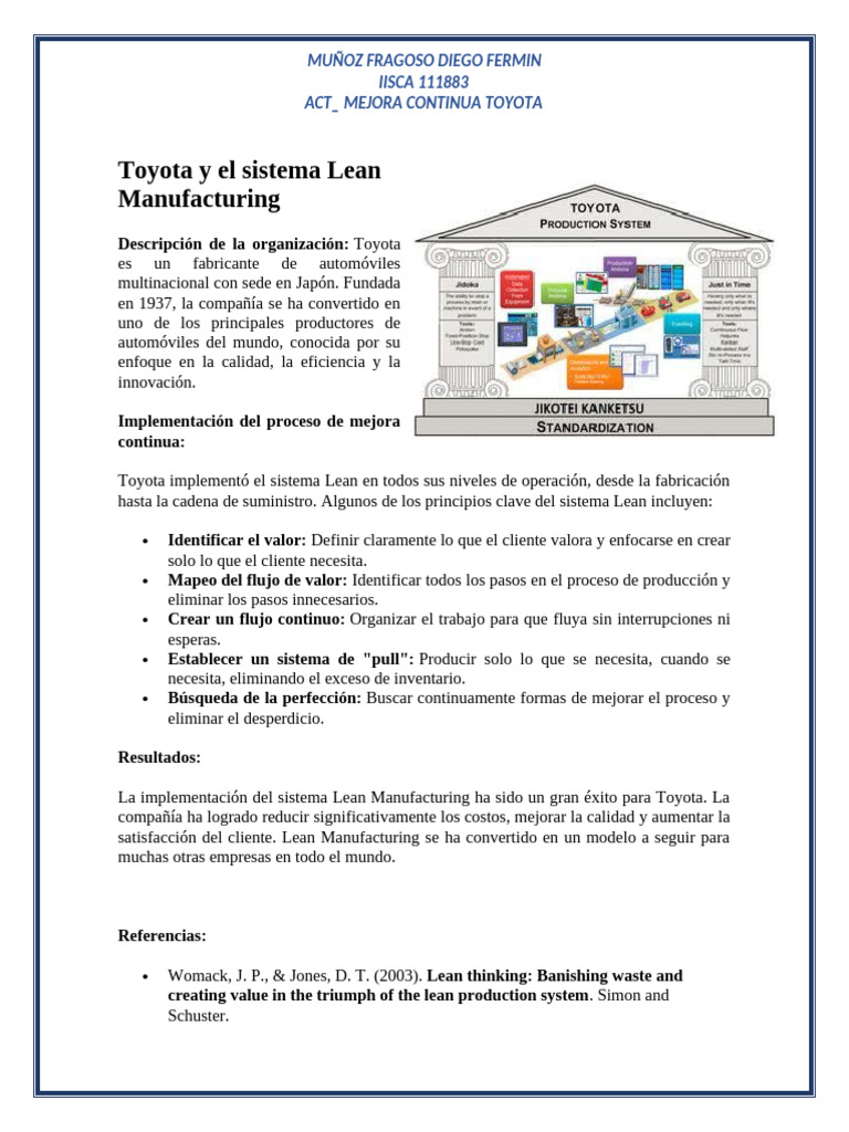 Lean Manufacturing en Toyota | PDF