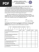 Time Management Questionnaire Overview | PDF