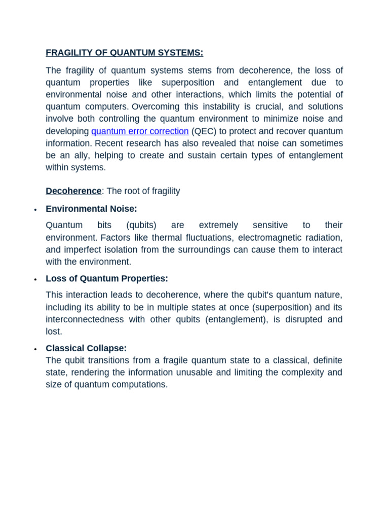 Understanding Quantum System Fragility | PDF | Quantum Computing ...
