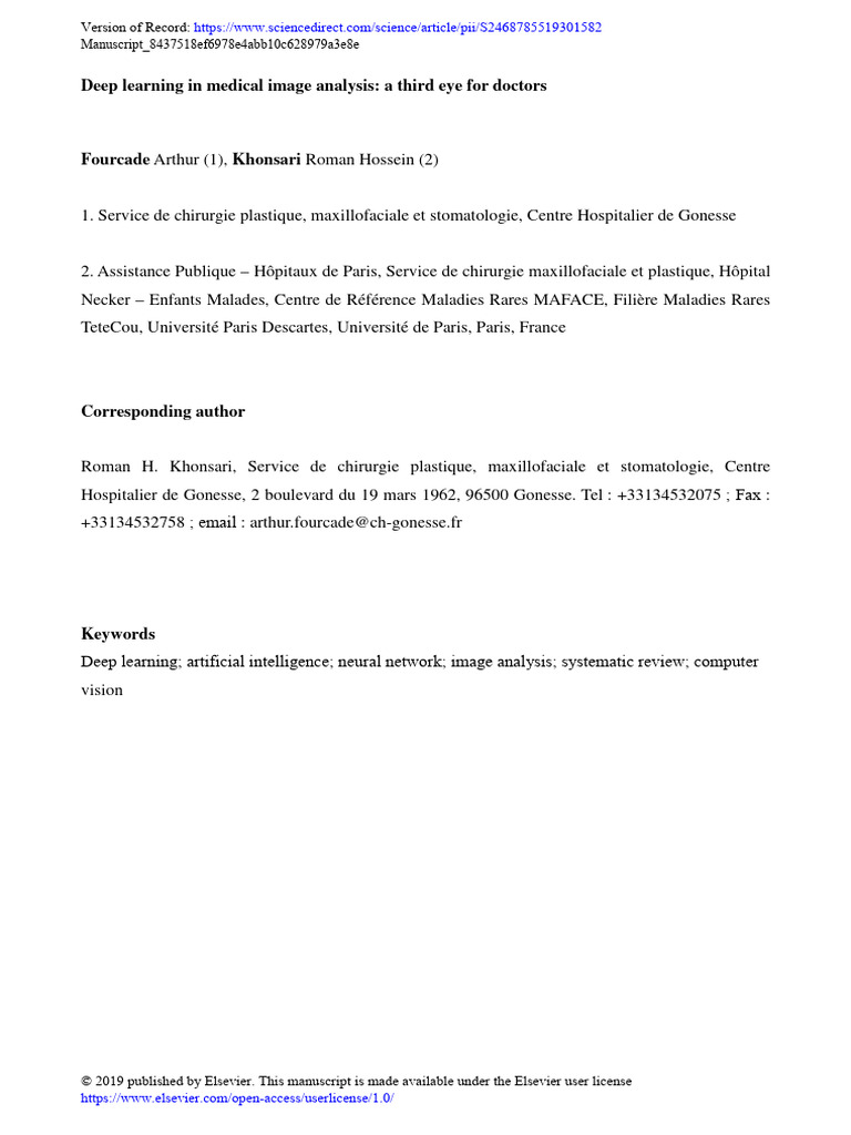 Deep Learning in Medical Image Analysis - A Third Eye For Doctors | PDF ...