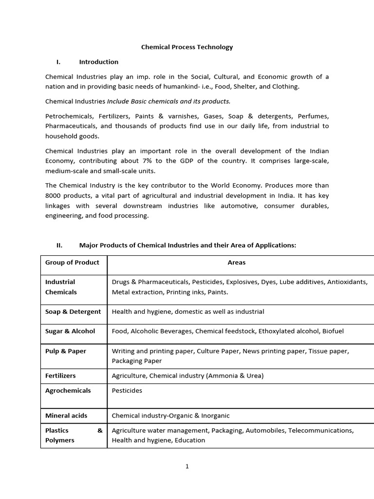 Introduction To Chemical Process Technology | PDF | Chemical Industry ...