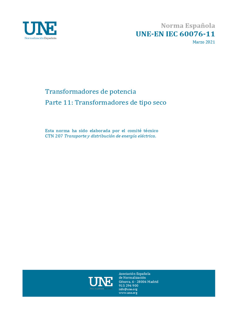 UNE-En - IEC - 60076-11 2021 Transformadores Tipo Seco | PDF ...
