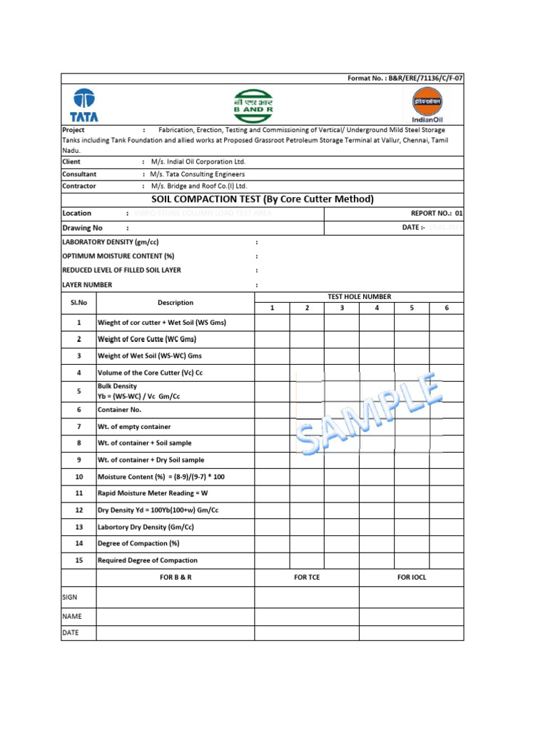 Soil Compaction Test Formats | PDF