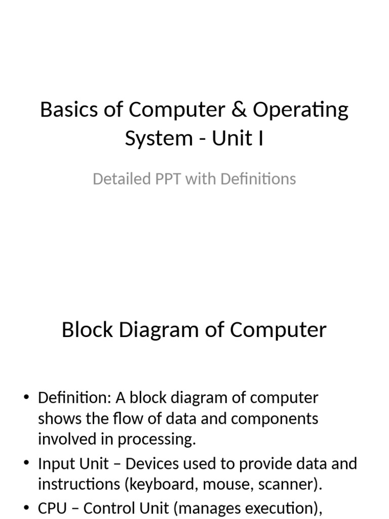 Unit1 Basics Computer OS Definitions | PDF | Operating System ...